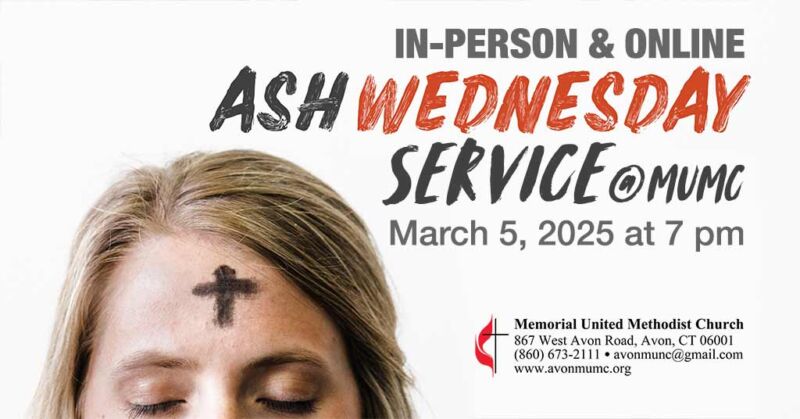 Ash Wednesday Service on 3/5 - Memorial United Methodist Church